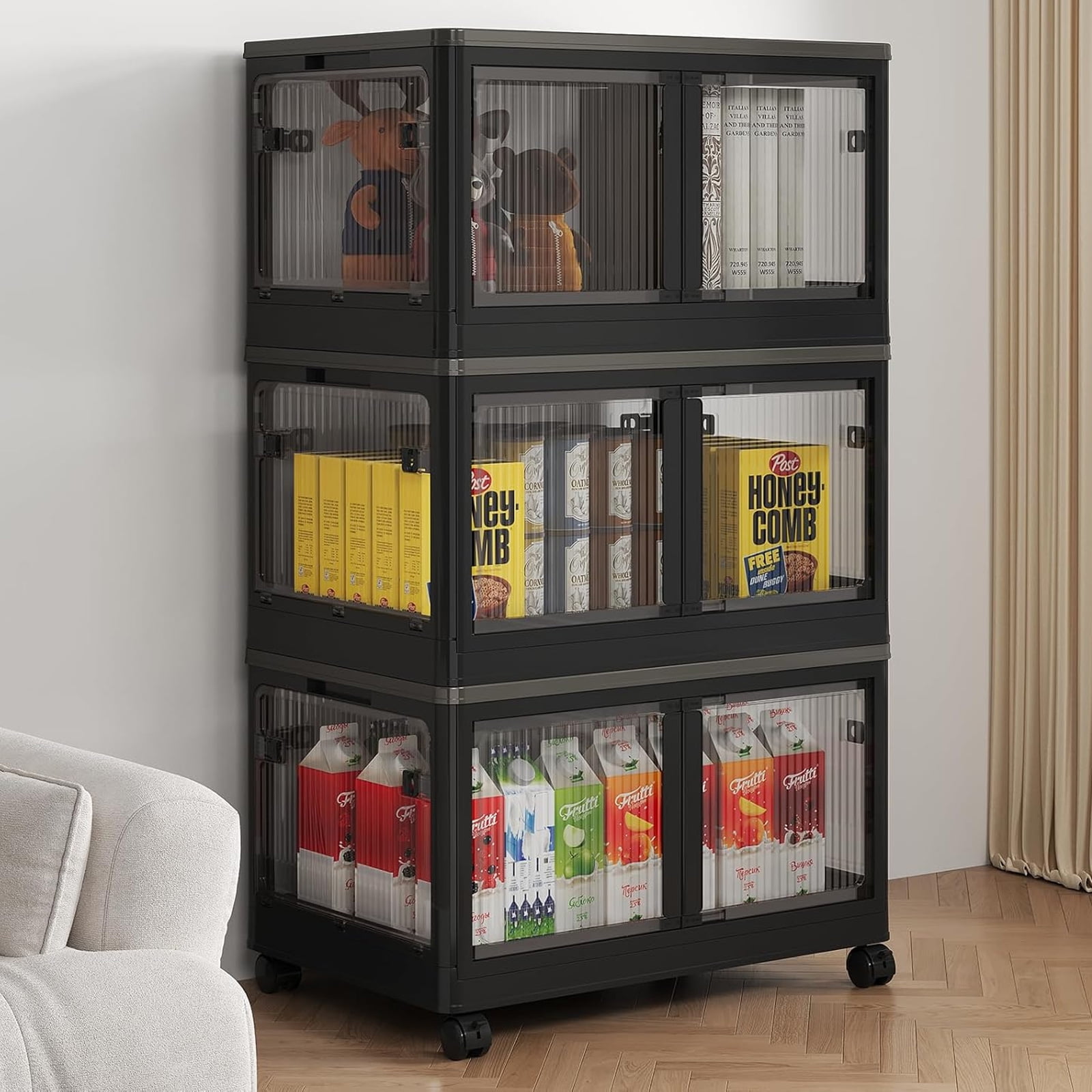 90 Gal Large Storage Bins with Lids and Wheels, Plastic Stackable ...