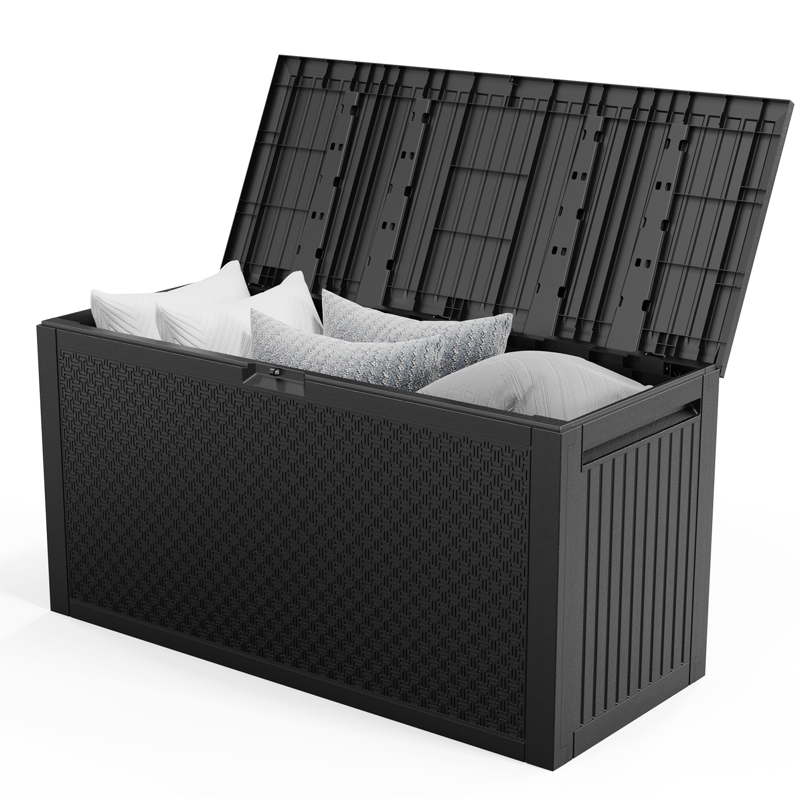 90 Gallon Outdoor Garden Storage Box with Wheels, Weatherproof UV ...