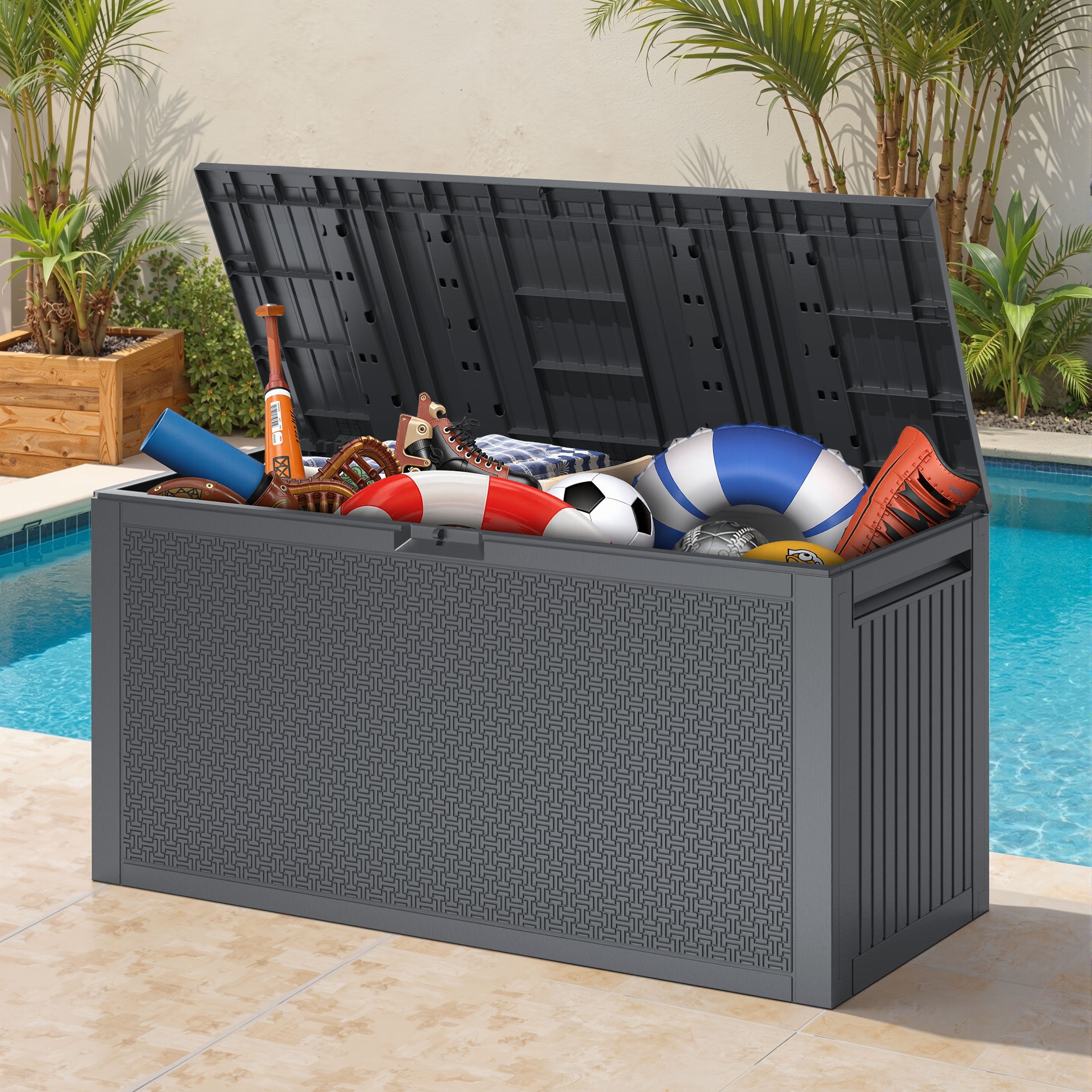 Segmart 90 Gallon Deck Box, All-Weather Outdoor Storage Box for Patio ...