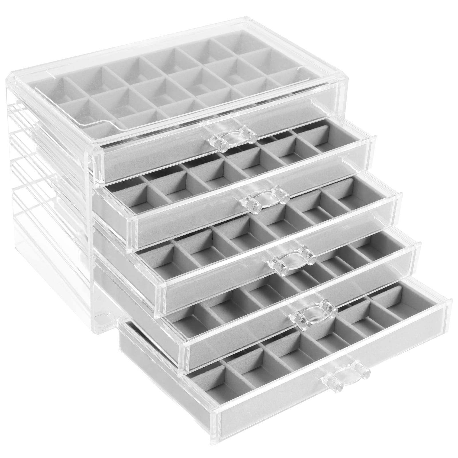 90 Grids Rock Display Case for Kids Plastic Rock Collection Box 5 ...