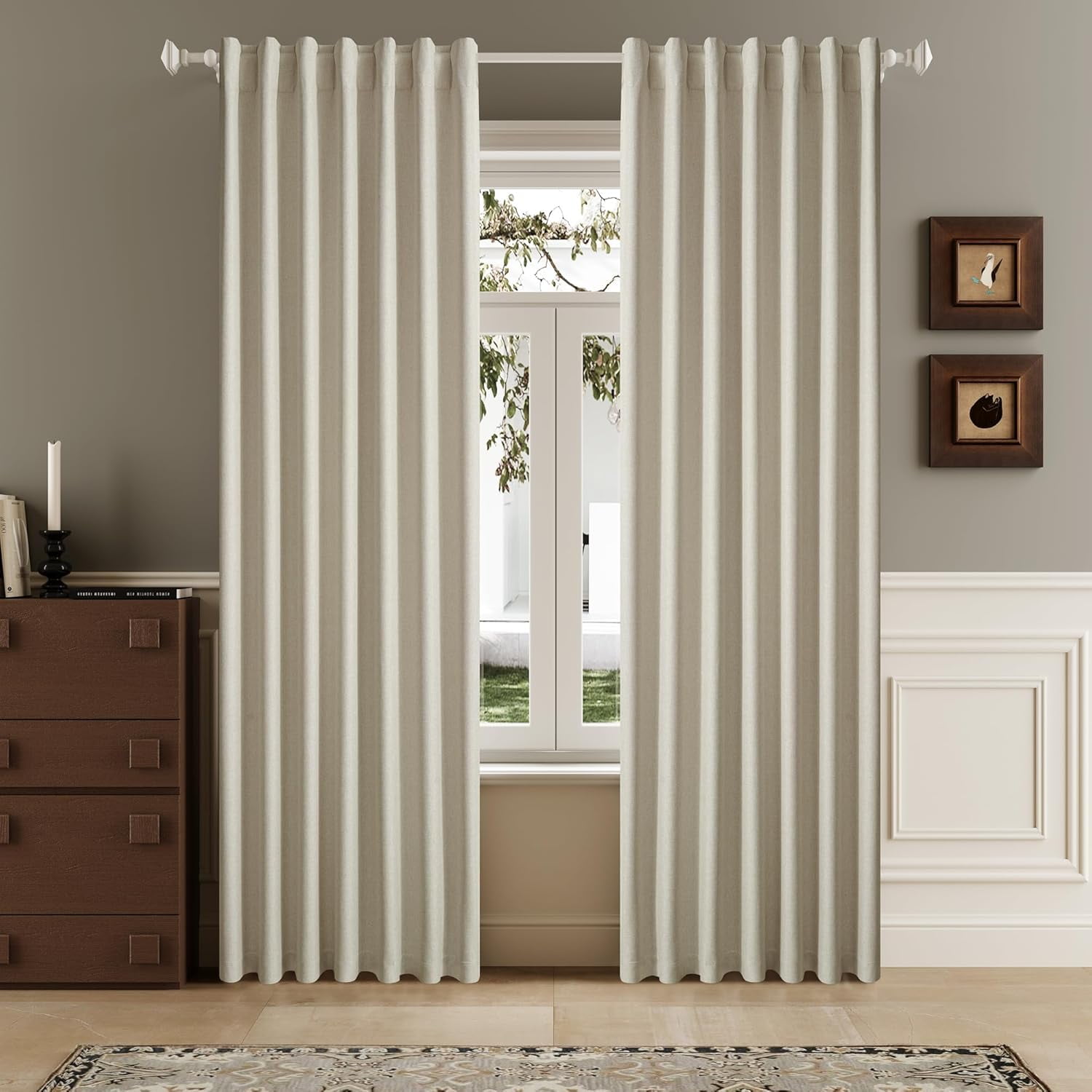 90 Inch Blackout Natural Birch Curtains Boho, Thermal Insulated ...