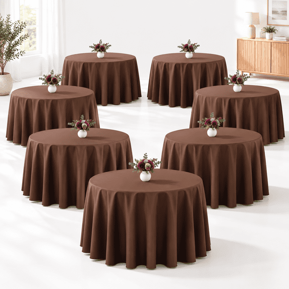 90 Inch Brown Round Tablecloth For 36