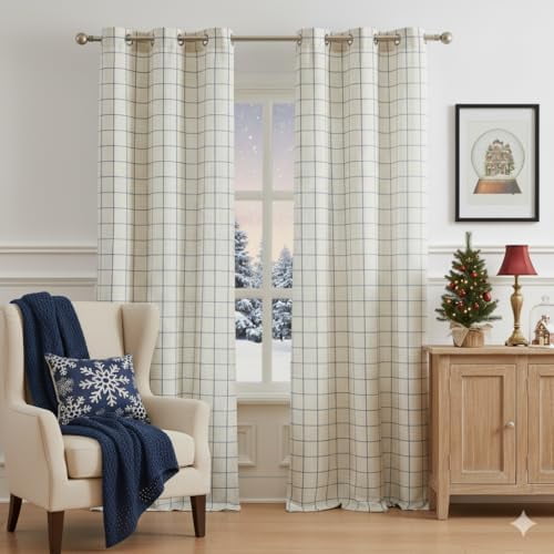 90 Inch Buffalo Plaid Light Filtering Curtanis for Bedroom Living Room ...