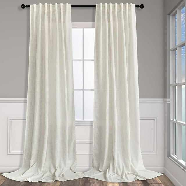 90 Inch Curtains 2 Pc Cream Ivory Curtain Panels 42 In Wide Back Tab ...