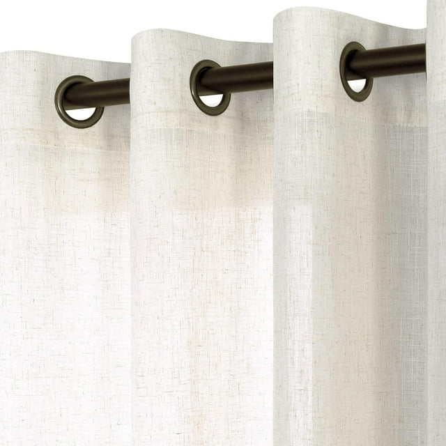 90 Inch Curtains Long,Linen Sheer Semi Bronze Grommet Drapes 90 Inch ...