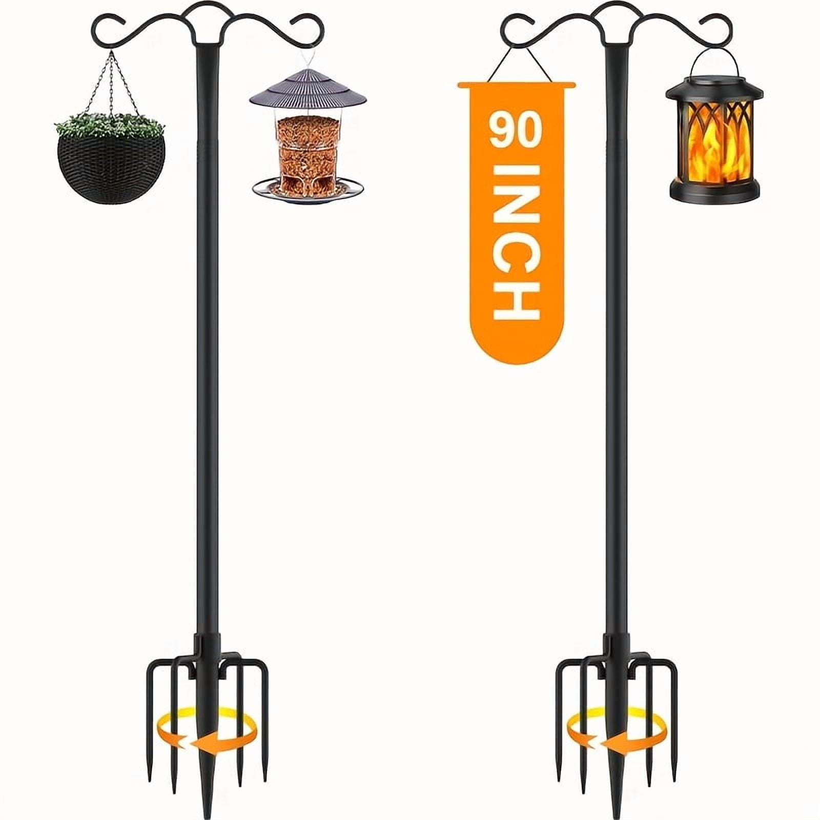 90 Inch Heavy Duty Double Head Shepherd'S Hook, Outdoor Multifunctional ...