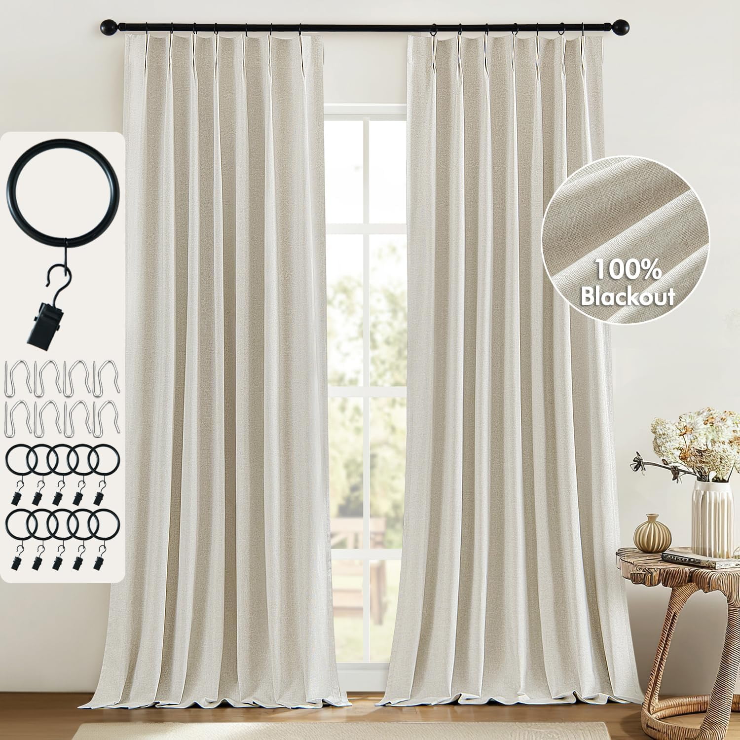 90 Inch Long 2 Panels Set 100% Blackout Curtains for Bedroom - Pinch ...
