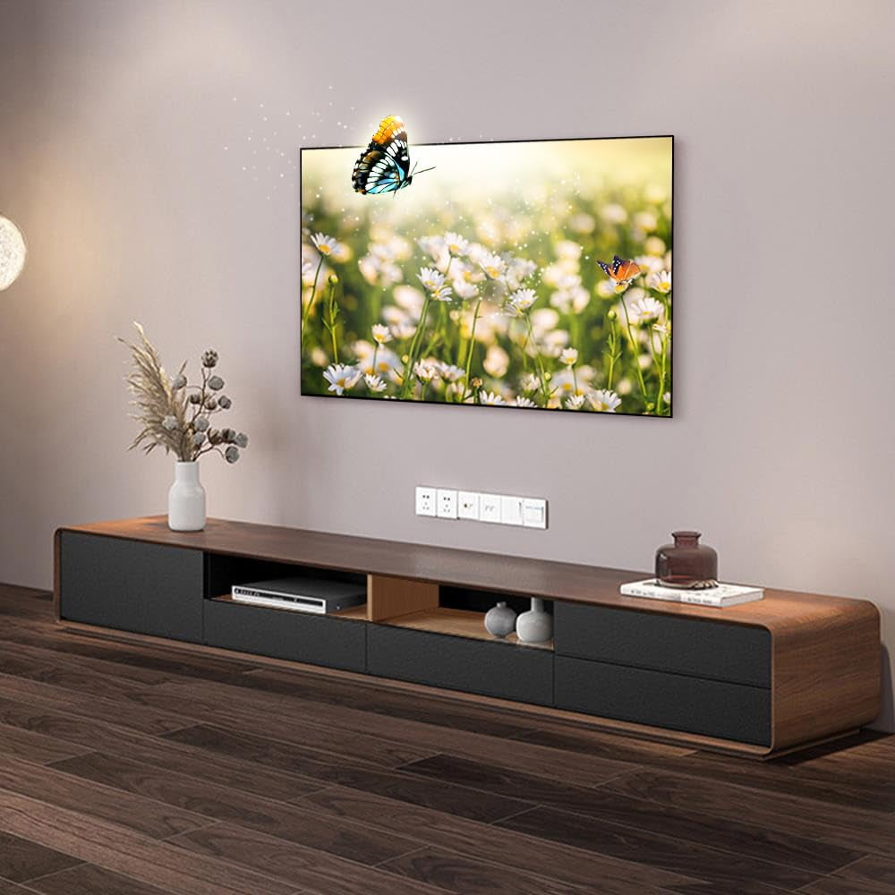 90 Inch Long TV Stands for Living Room, Full Assembled Black ...