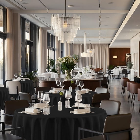 90 Inch Round Tablecloth Black, 8 Pack - Circle Polyester Fabric Table ...