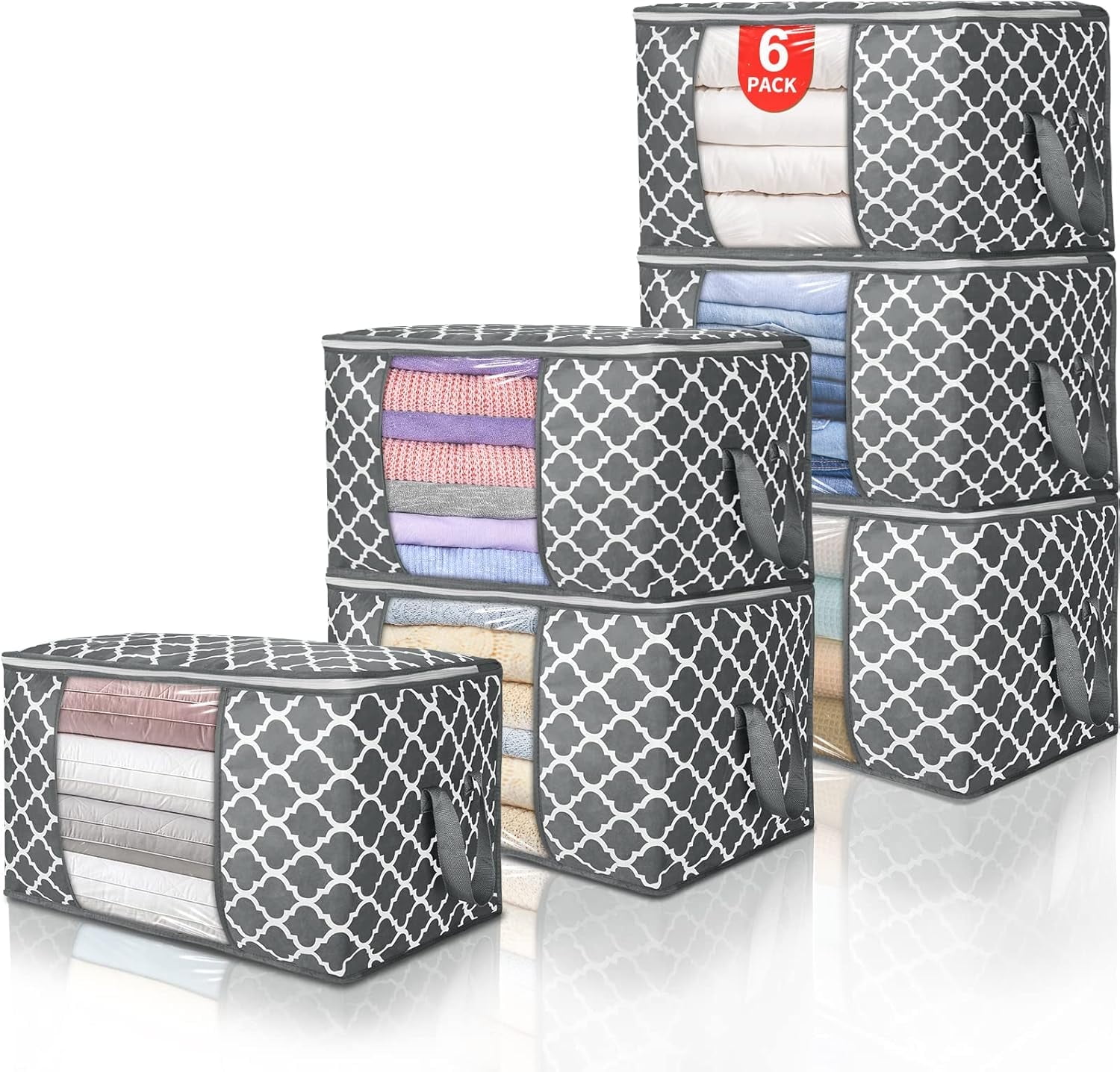 90 L Large Storage Bags,Clothes Storage Bins Foldable Closet Organizers ...