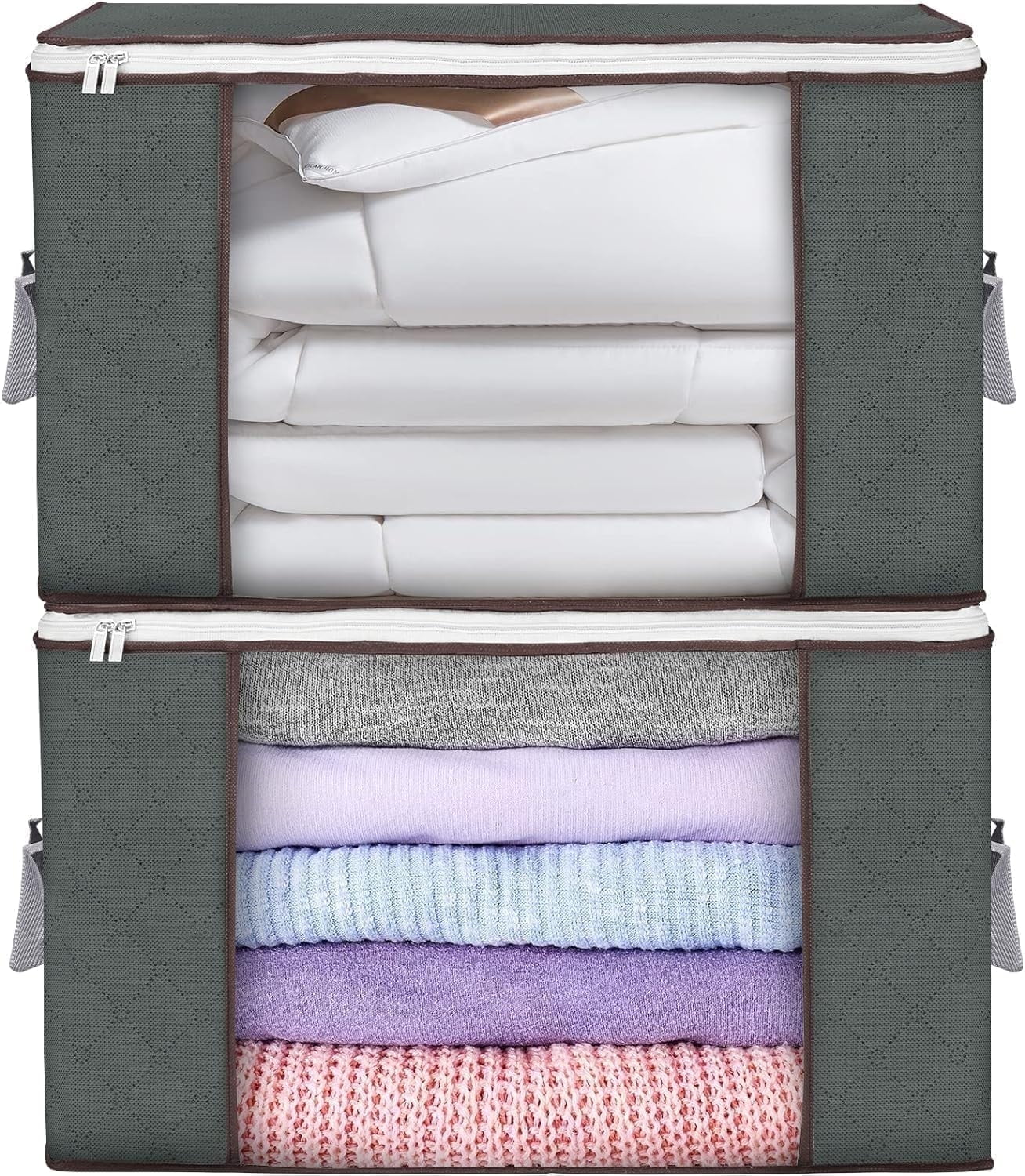 HEETLY 90L Large Foldable Storage Bags with Reinforced Handle, 2 Pack ...