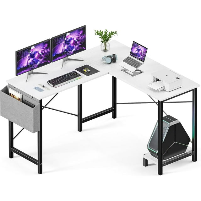 L Shaped Gaming Desk, 50 Inch Reversible Corner PC Work Table for ...