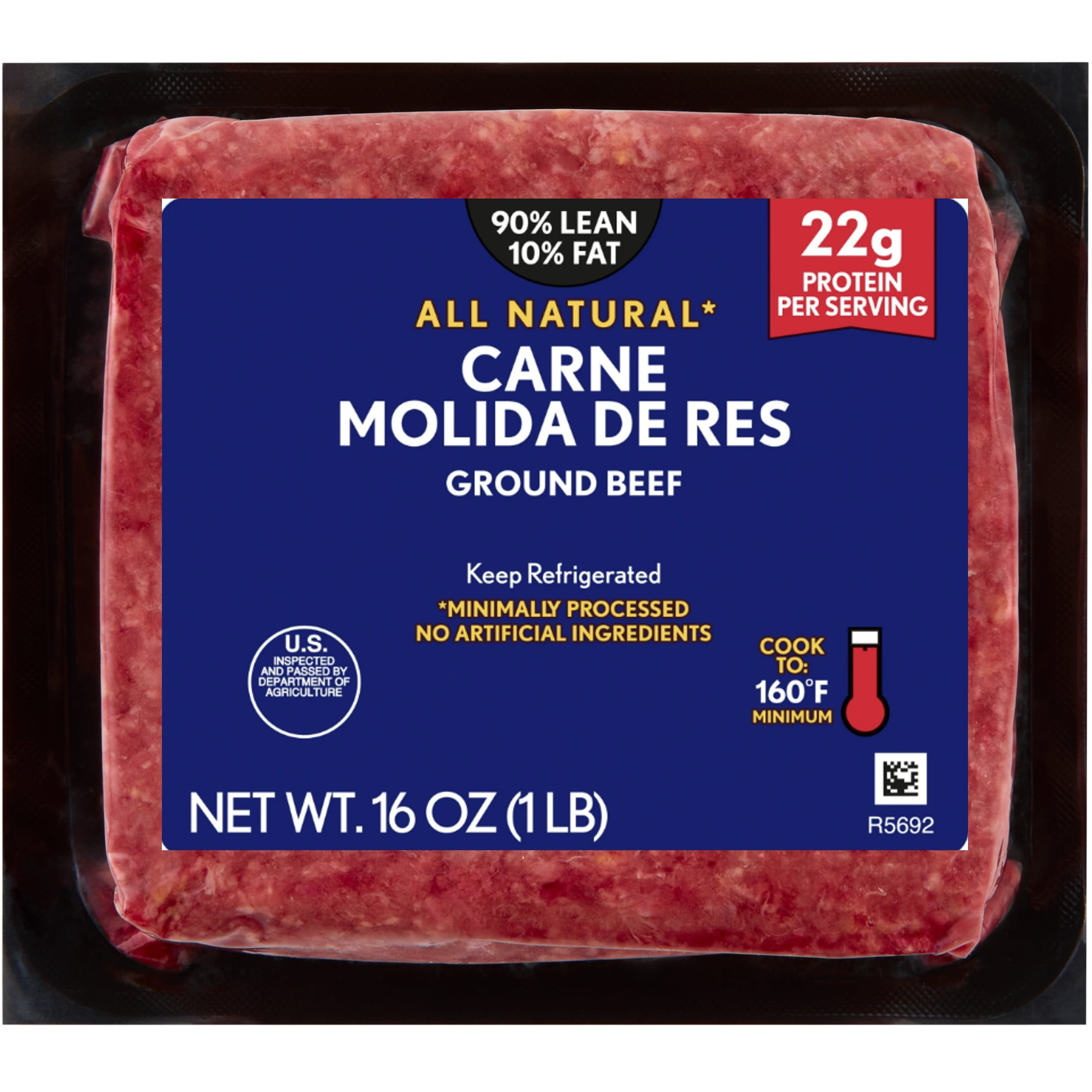 Ground Beef 90/10, 1 lb | Beef cuts for personal services - Walmart ...