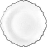(90 PACK) EcoQuality 7.5" inch Round White Plastic Plates with Silver ...