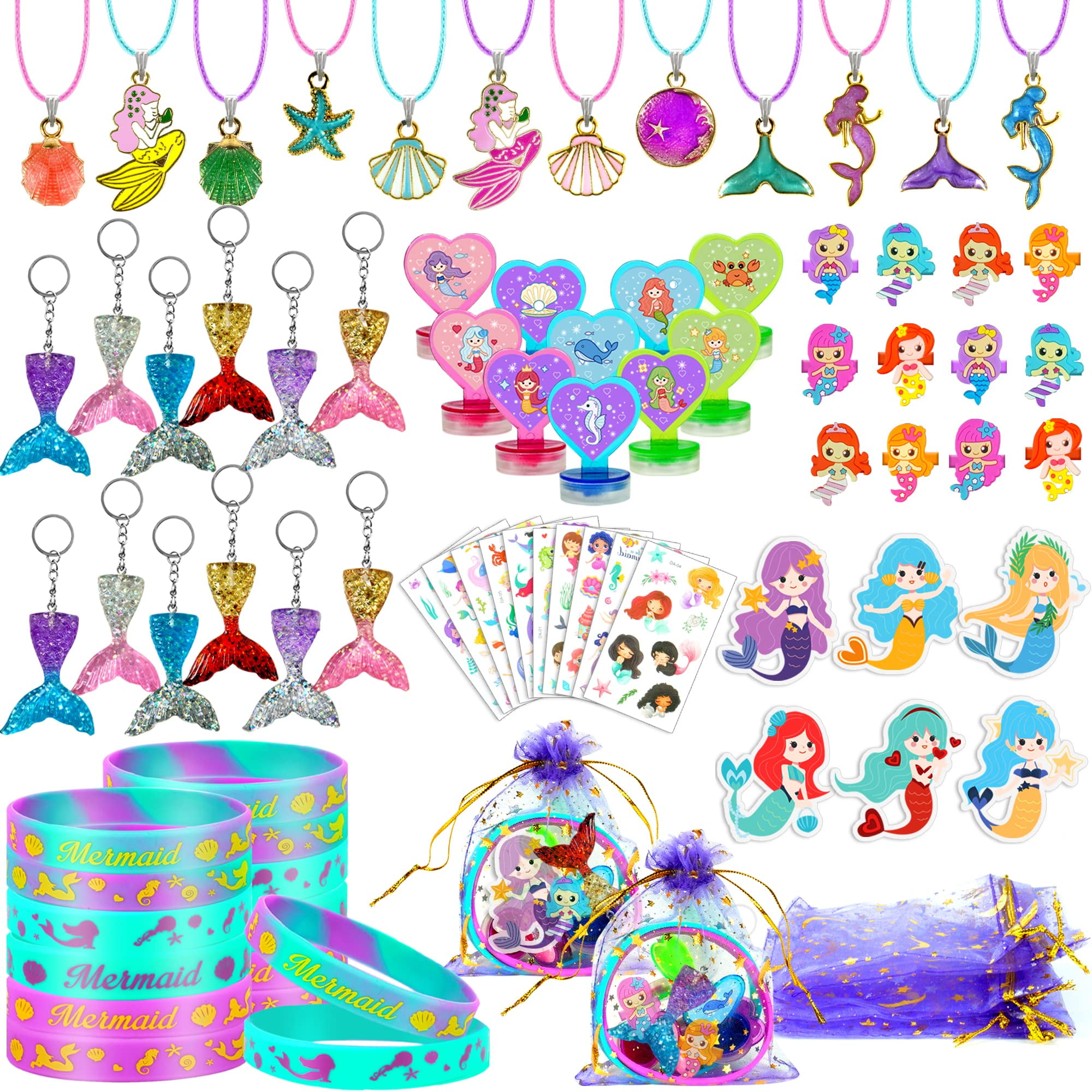90 PCS Mermaid Party Favors for Girls - Mermaid Birthday Supplies with ...