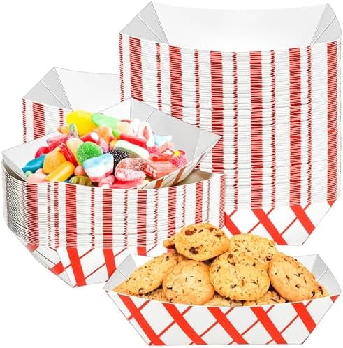 90 Pack 2.5Lb Checkered Paper Food Boat Trays Disposable Paper Boat ...