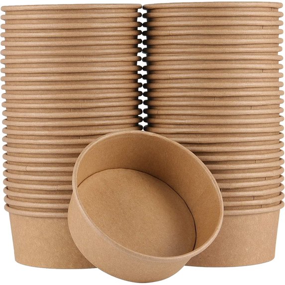 90 Pack 25 OZ Kraft Paper Bowls, Disposable Soup Serving Bowls, Paper ...