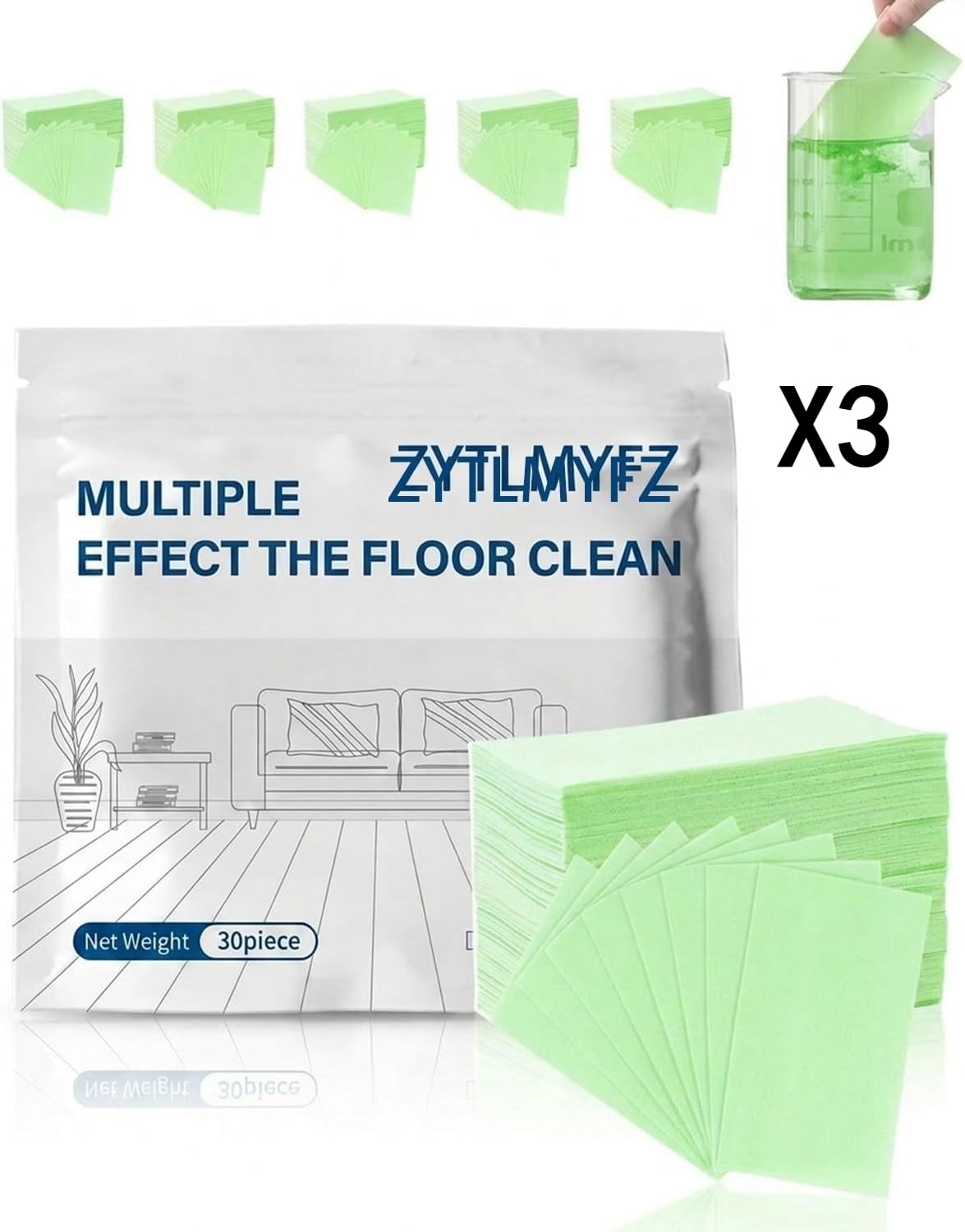 90-Pack Dissolvable Floor Cleaner Sheets, Multi-Surface Concentrated ...