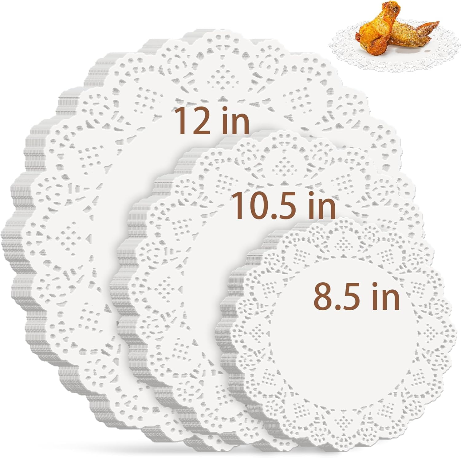 90 Pack Paper Doilies Assorted Sizes, 8.5inch 10.5 inch and 12 inch ...