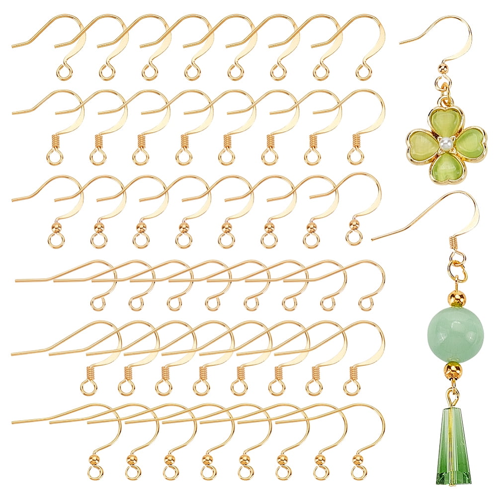 90 Pairs 18K Gold Plated Earring Hooks 6 Style Fishhook Earrings Brass ...