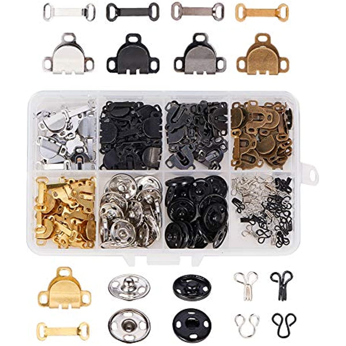 90 Pairs 3 Styles Skirt Hooks and Eyes Sewing Hooks 2 Colors Garment ...