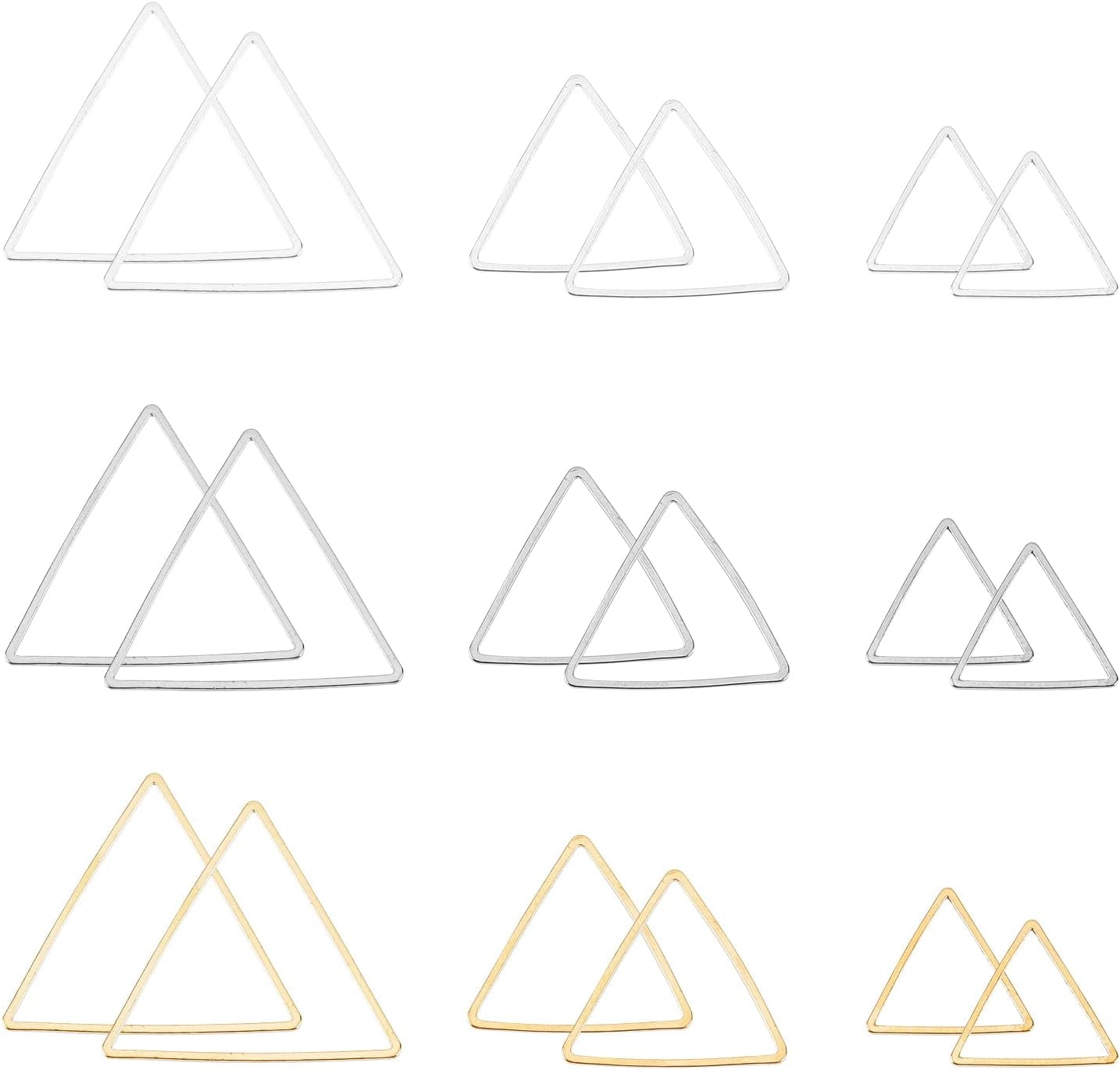 90 Pcs 3 Sizes Earring Beading Ring Triangle Earring Hoops Connector ...