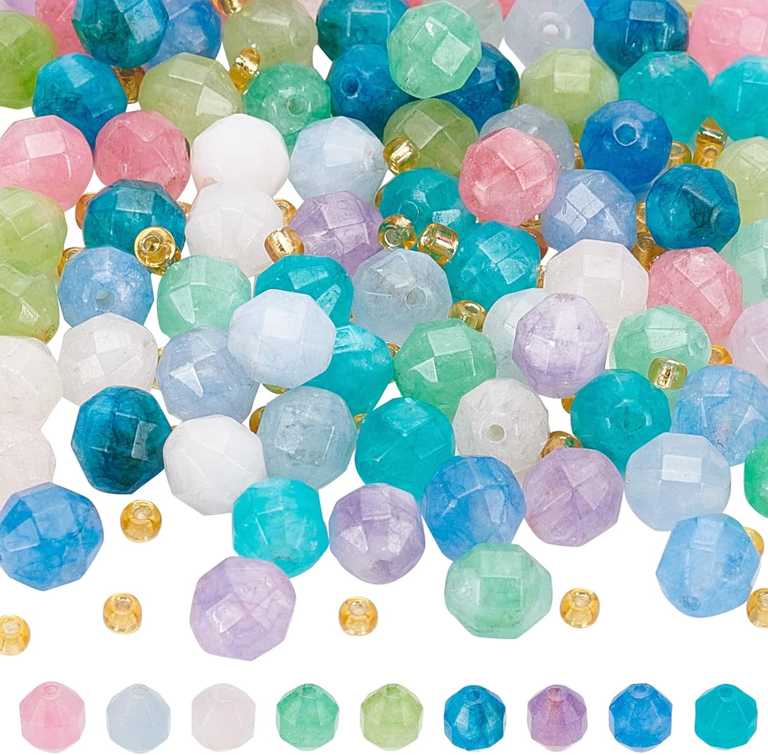90 Pcs 9 Colors Natural Dolomite Beads 8mm Natural Gemstone Faceted ...
