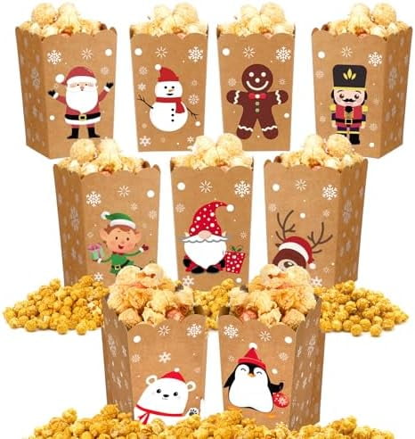 90 Pcs 9 Styles Christmas Santa Claus Popcorn Boxes Cardboard Popcorn ...