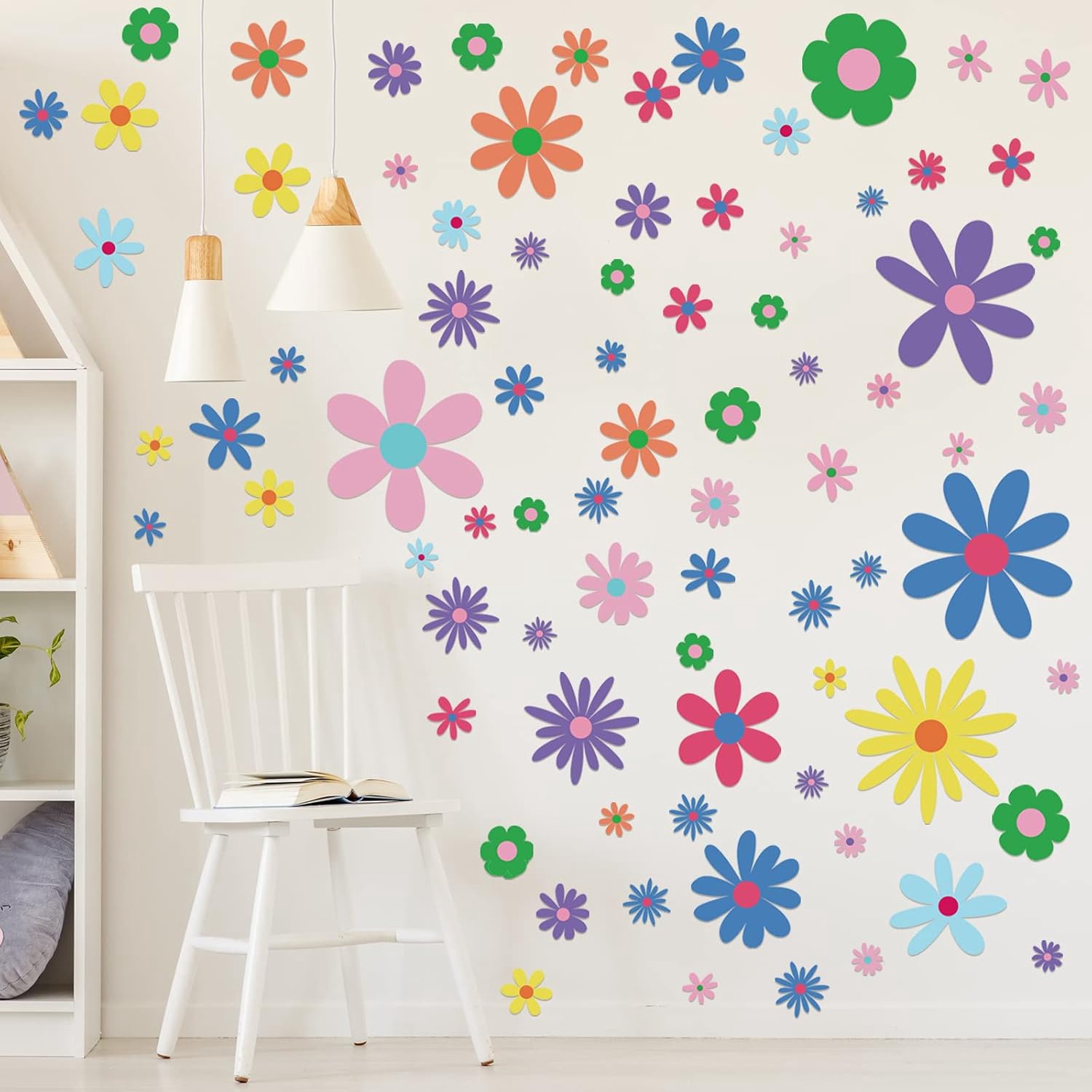 90 Pcs Daisy Wall Decal Alphabet Vinyl Wall Decals Boho Decal Daisy ...