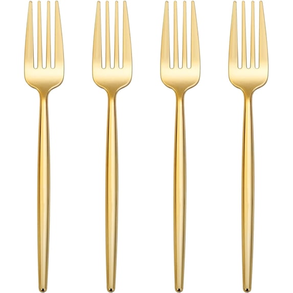 90 Pcs Gold Plastic Forks,Gold Disposable Utensils, Disposable Heavy ...