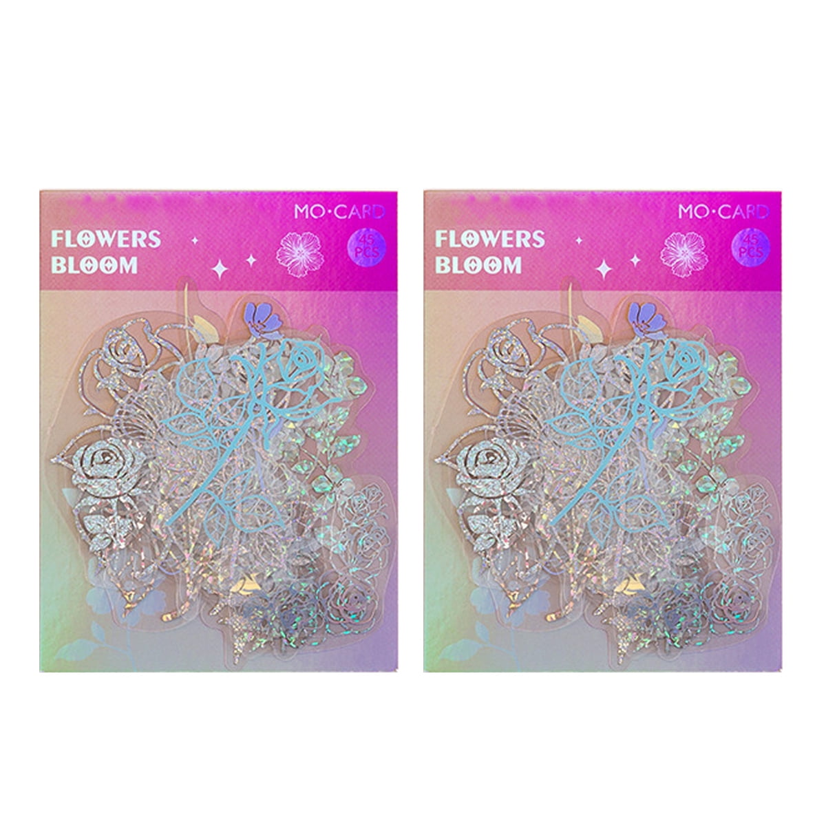 90 Pcs Holographic Stickers, Glitter Shiny Iridescent Transparent Resin ...