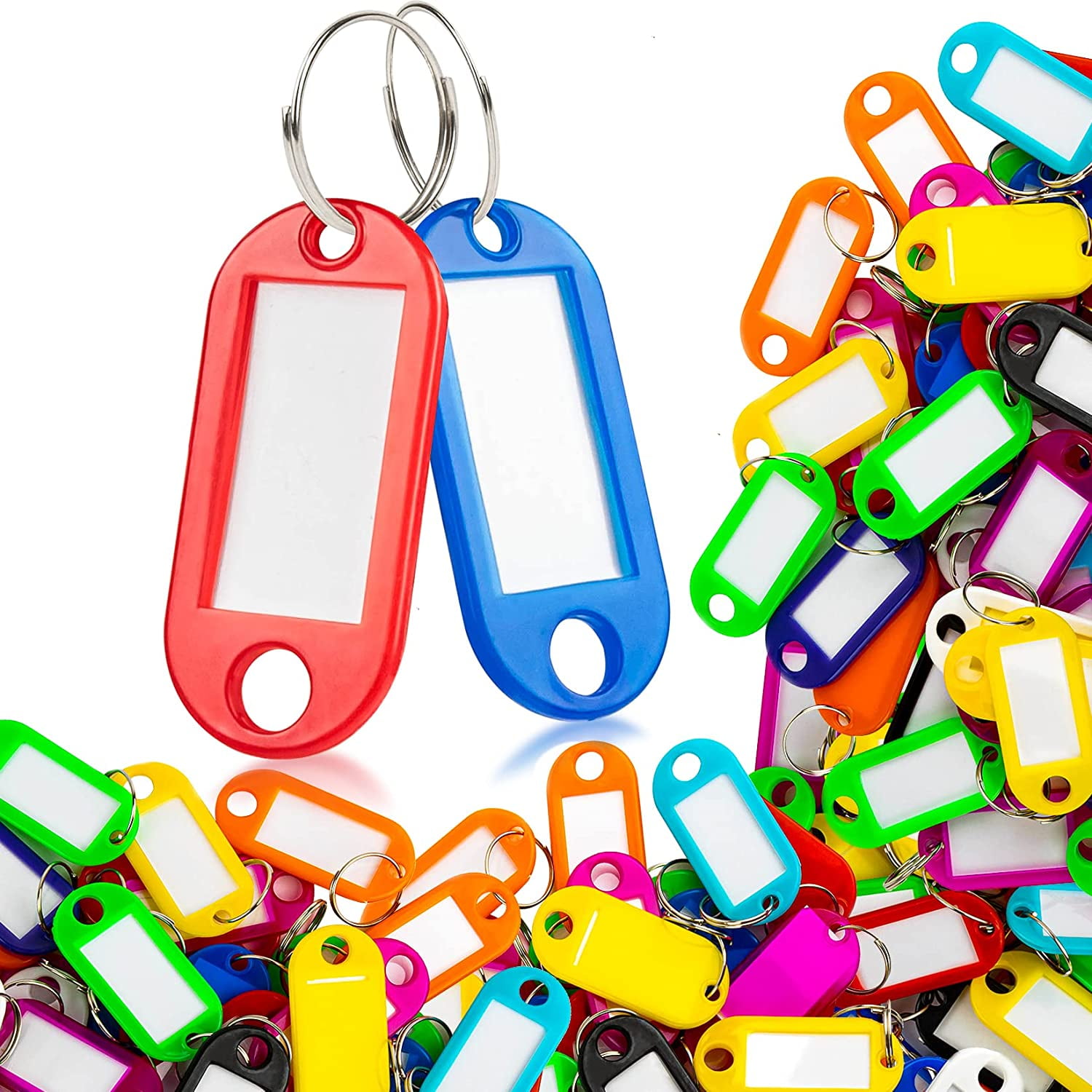 90 Pcs Key Ring Tags - Key Tags Plastic 10 Assorted Colours of Key Ring ...