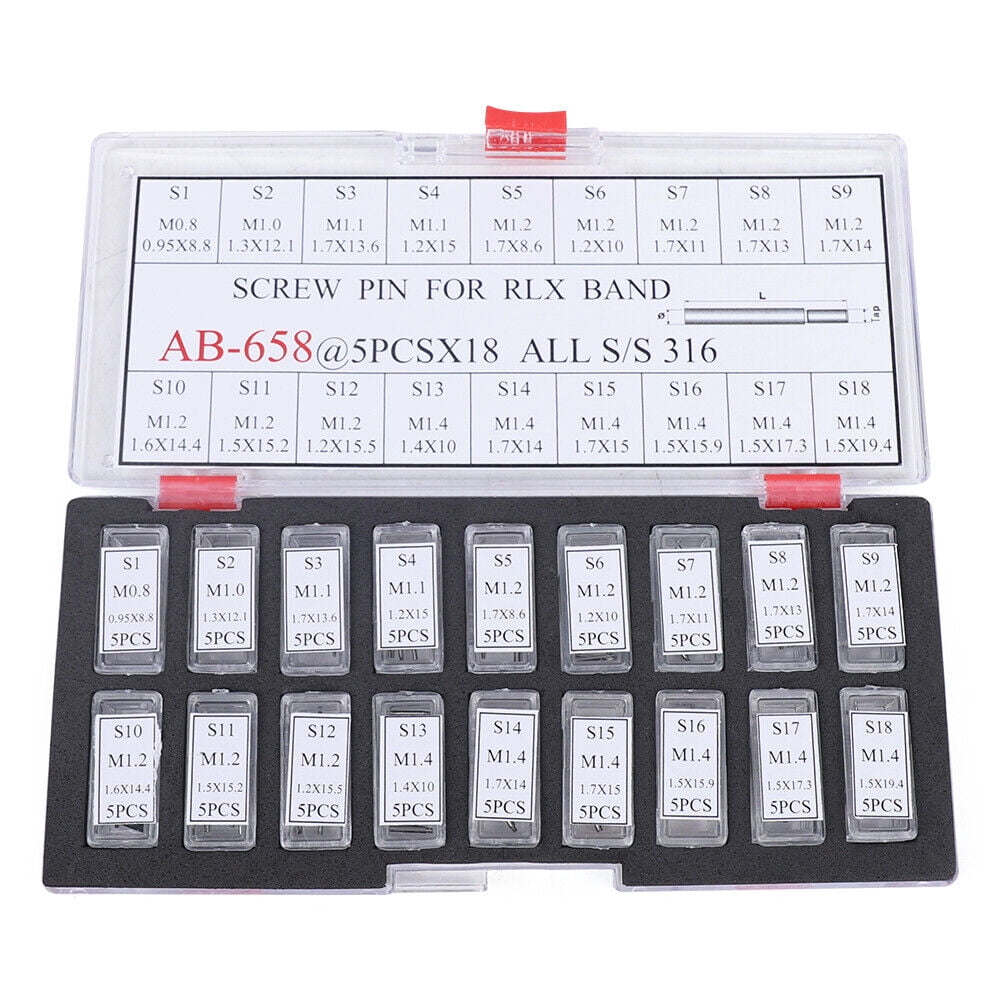90 Pcs Screw Pins for Rolex Watch Links Bands Bracelets Straps Assorted ...