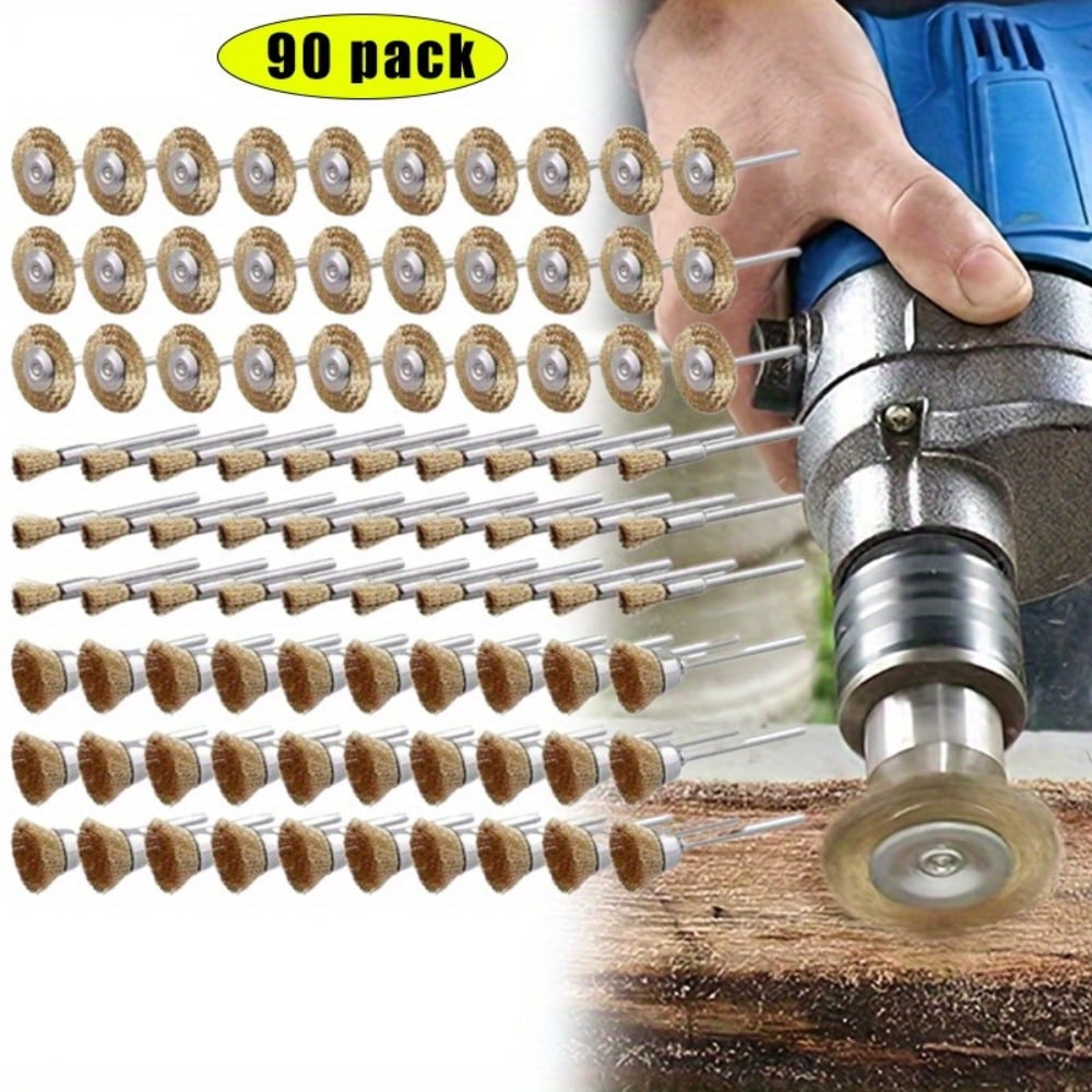90 Pcs Wire Brushes Set, Brass Wire Wheels Pen Brushes Set Kit ...