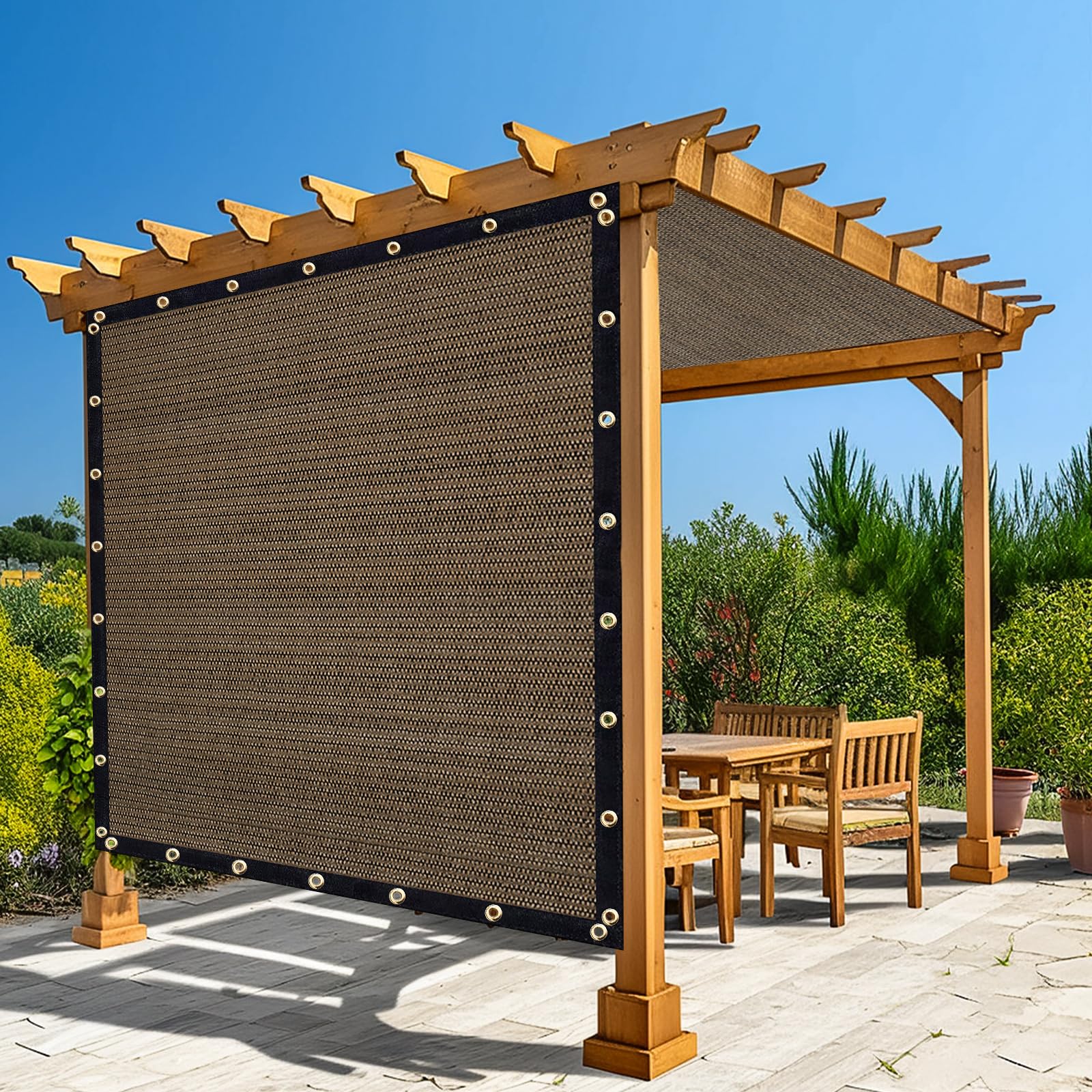90% Pergola Shade Cover 10'X 11' Mocha Sun Shade Cloth with Grommets ...