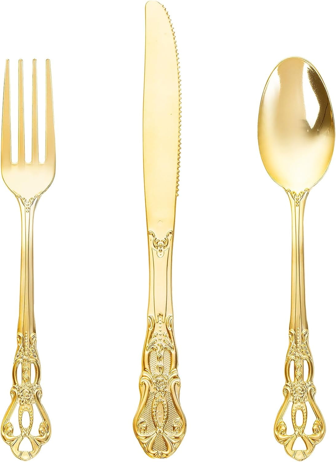 90 Pieces Gold Plastic Silverware - Heavy Duty Gold Disposable Utensils ...