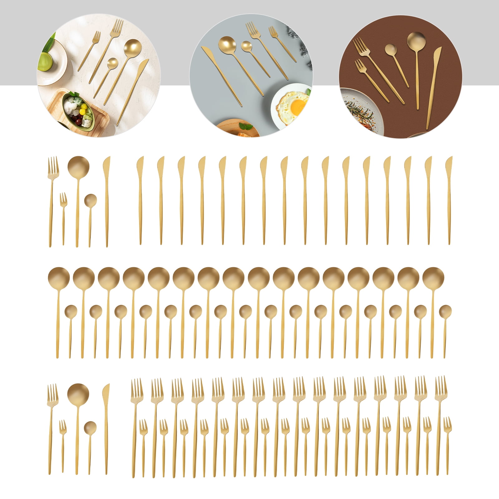 90 Pieces Gold Silverware Set 18 Set Gold Flatware Cutlery for 5 Golden ...