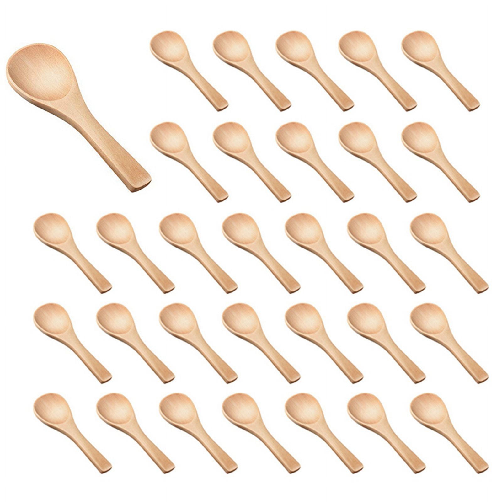 90 Pieces Small Wooden Spoons Mini Nature Wooden Spoons Mini Tasting ...