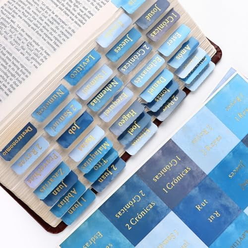 90 Pieces Spanish Blue Bible Tabs for Men Boys, Pestañas para Biblia En ...