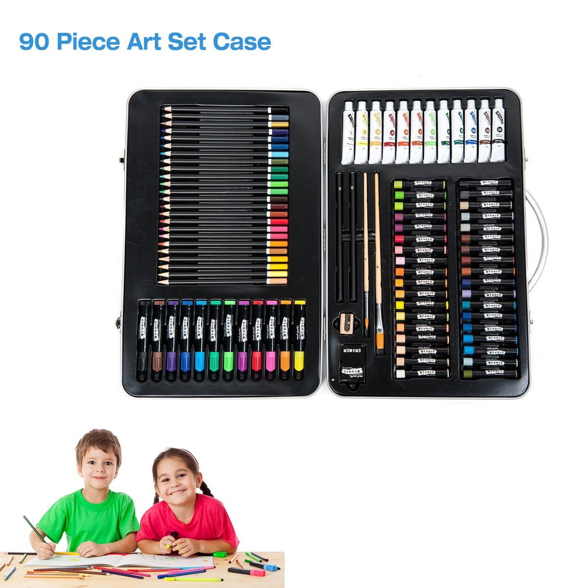 90 Pieces Studio Mixed Media Art Painting Set Colouring Pencils Tip ...