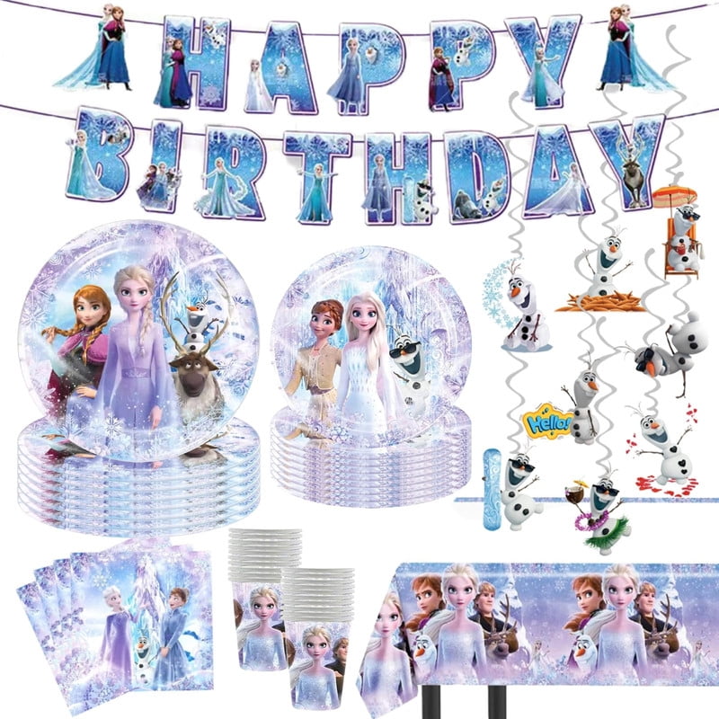 90 Psc Frozen Birthday Party Supplies Set, Pink Theme, with Banner ...
