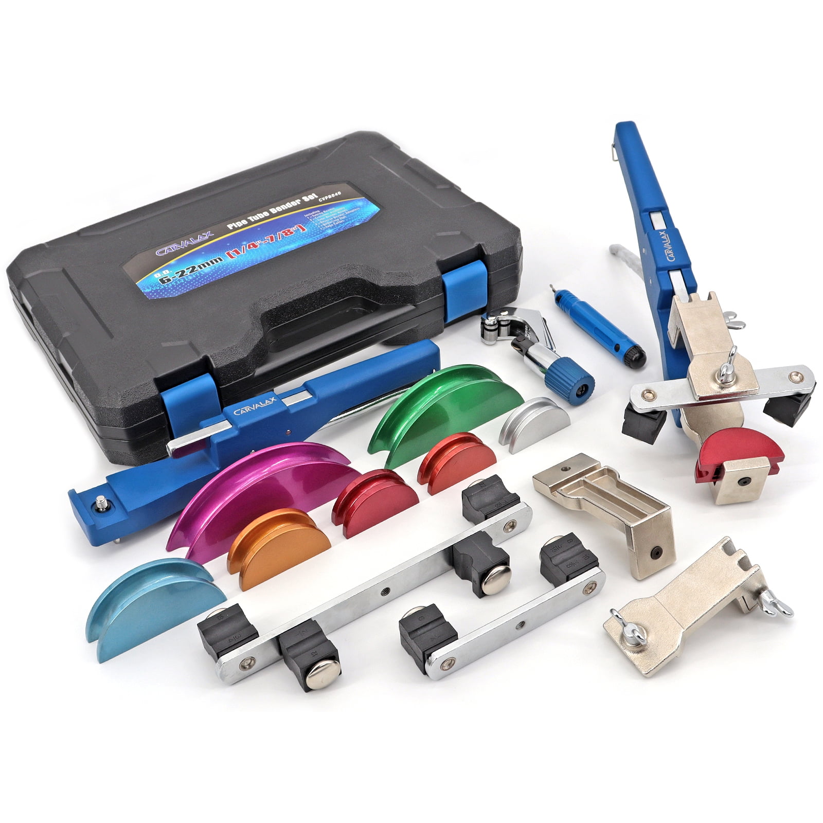 90° Ratcheting Tube Bender Kit - 7 Color-Coded Aluminum Heads for 1/4 ...