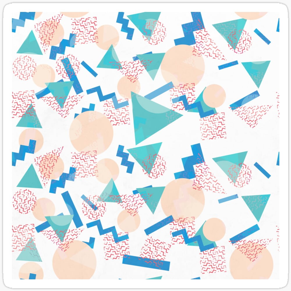 90'S Pastel Geometric Pattern Sticker Phone Decal Water Bottle Stickers ...