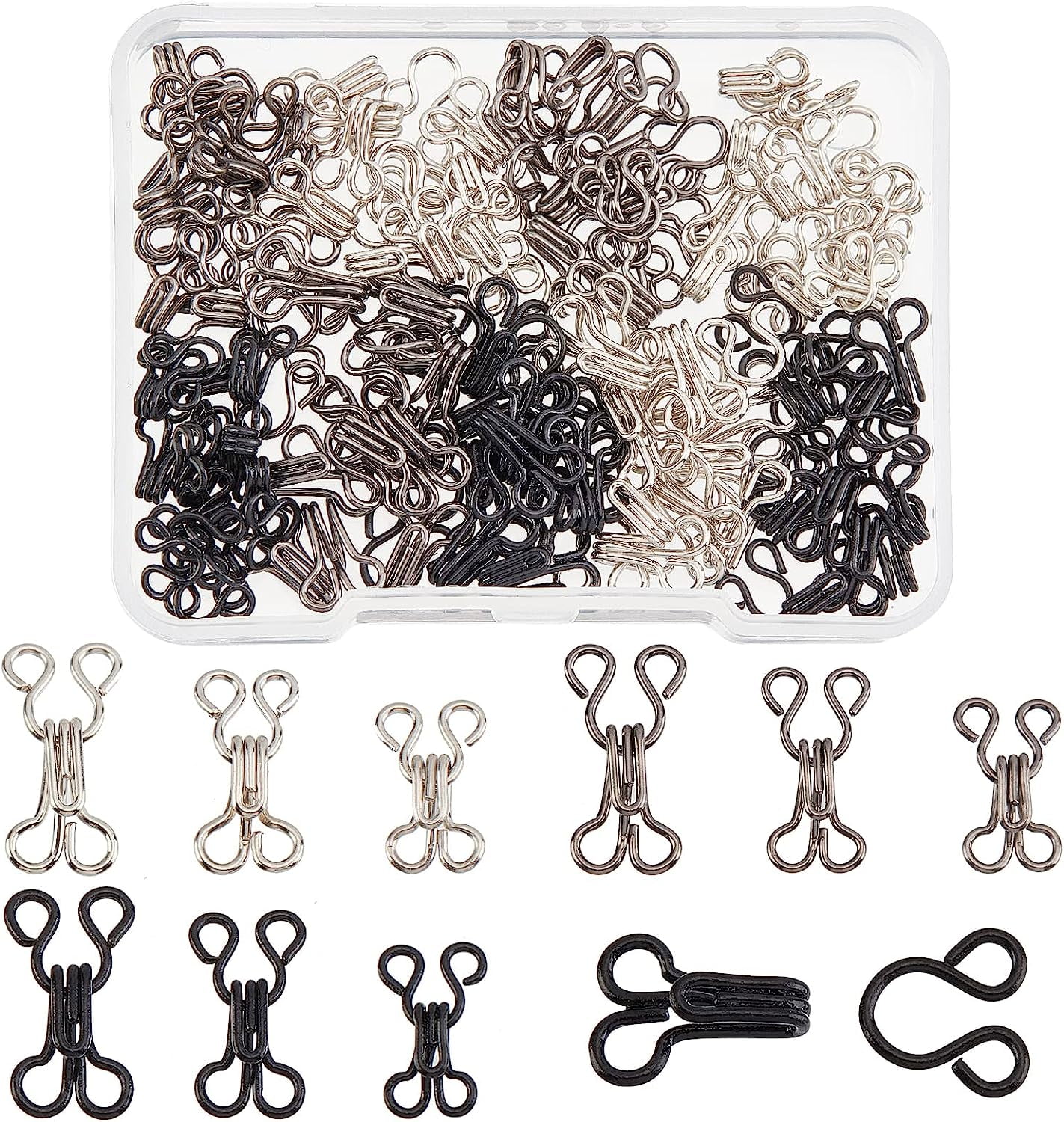 90 Sets 3 Sizes Sewing Hooks and Eyes Closure Iron Bra Hooks ...