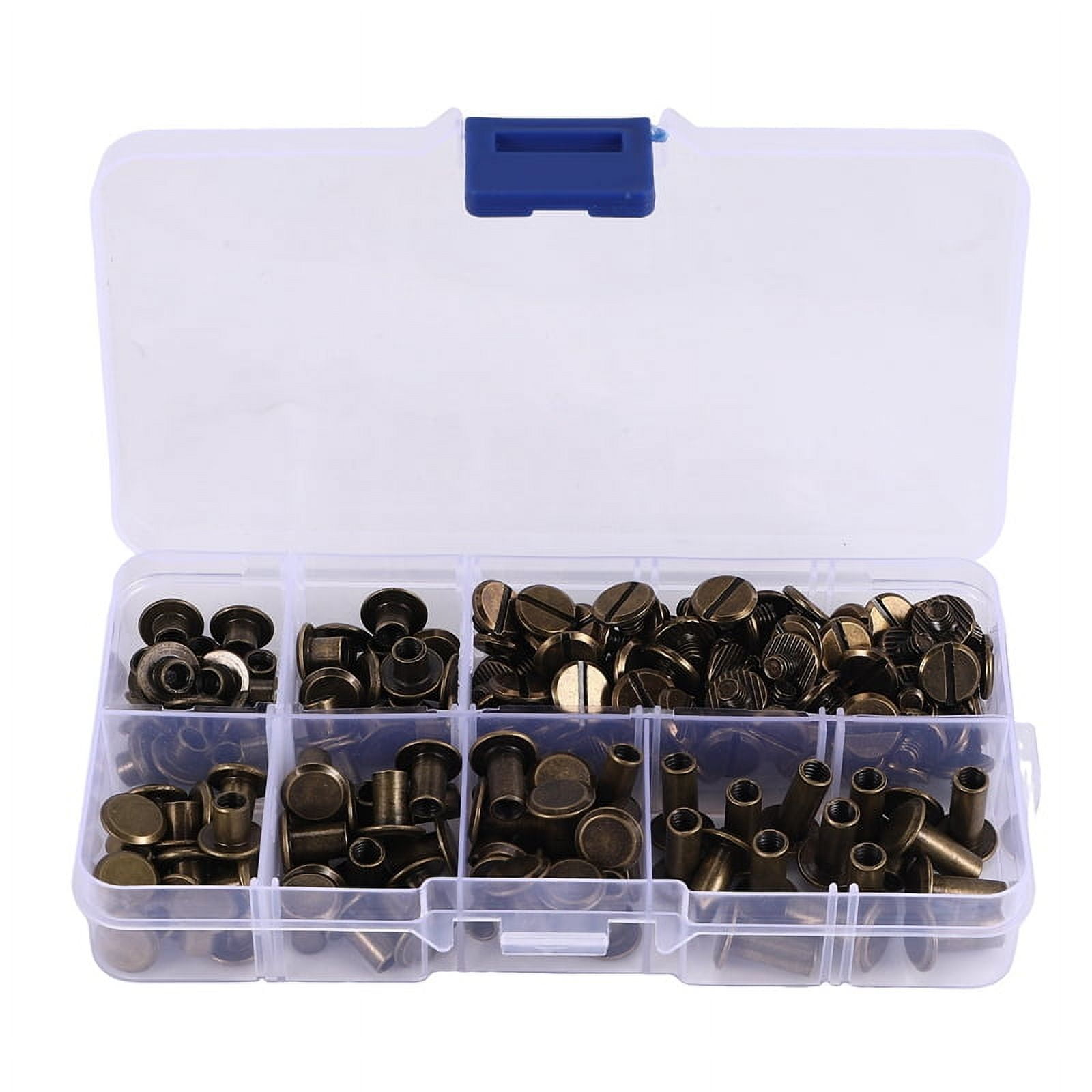 90 Sets Chicago Screws Assorted Kit, 6 Sizes of Round Flat Head Leather ...