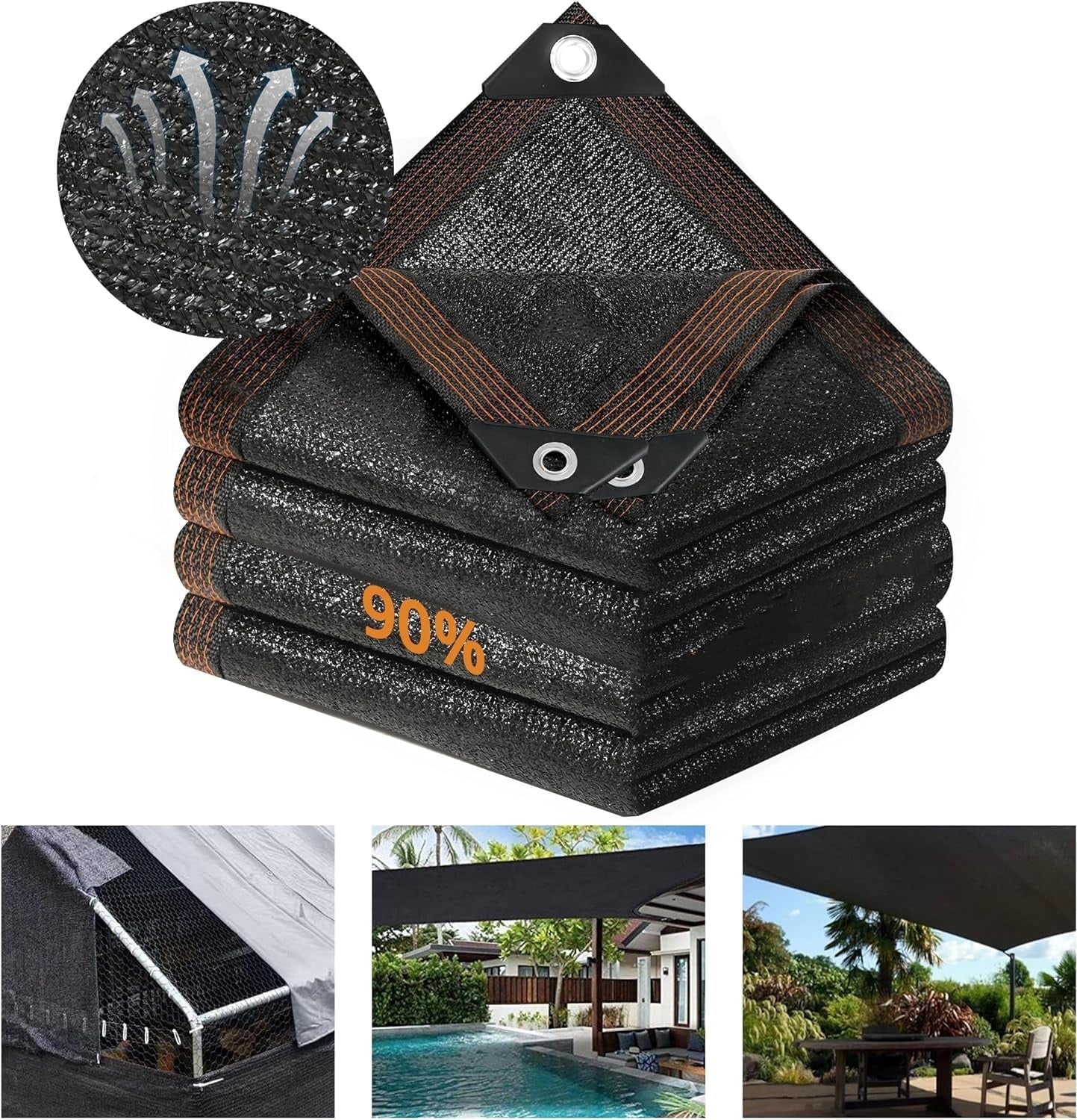 90% Shade Cloth 6.5ftx10ft Durable Sun Mesh UV Resistant Net, Garden ...