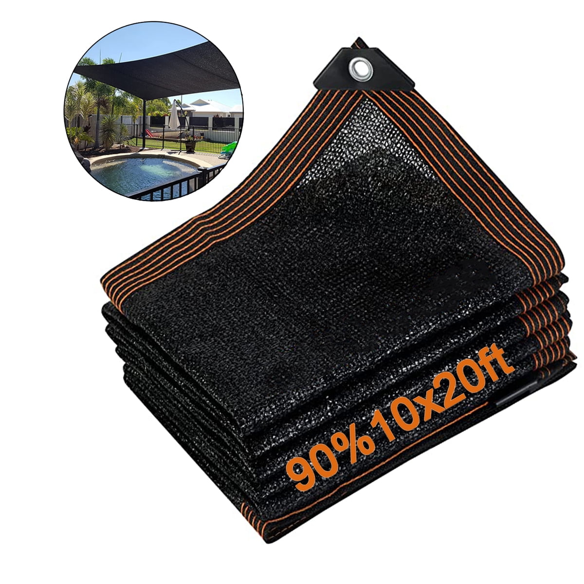90% UV Resistant Black Sunblock Fabric Shade Cloth 10x20ft for Patio ...