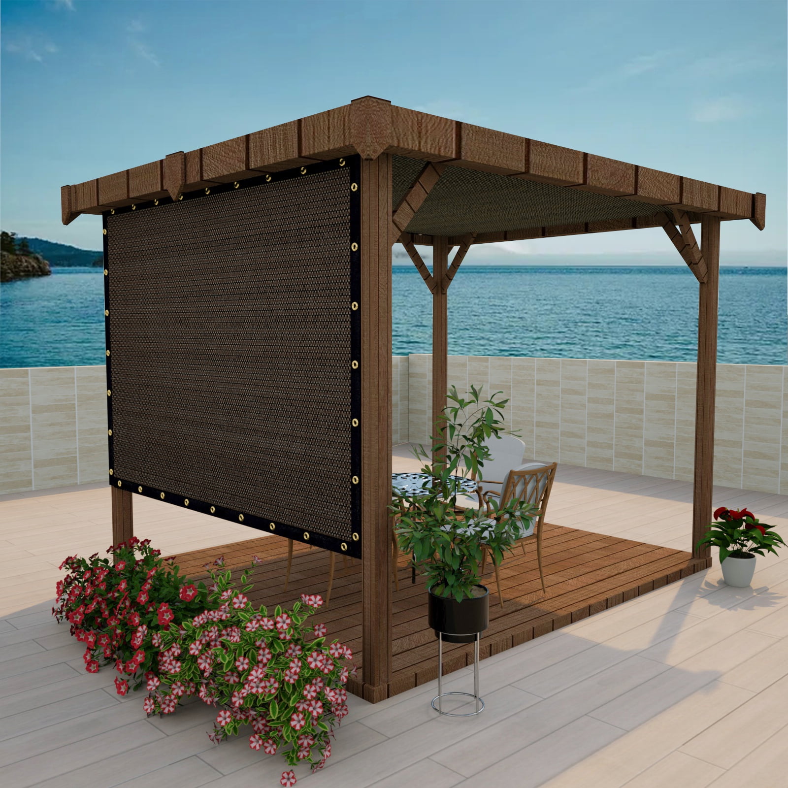 90% Shade Fabric Sun Shade Cloth with Grommets GN08 for Pergola ...