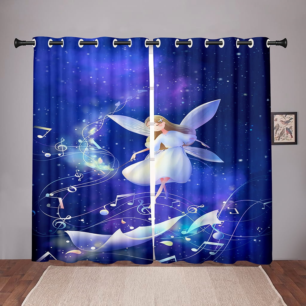 90% Shading Thick Angel Girl Wing Cartoon Dreamy KidsBlackout Window ...