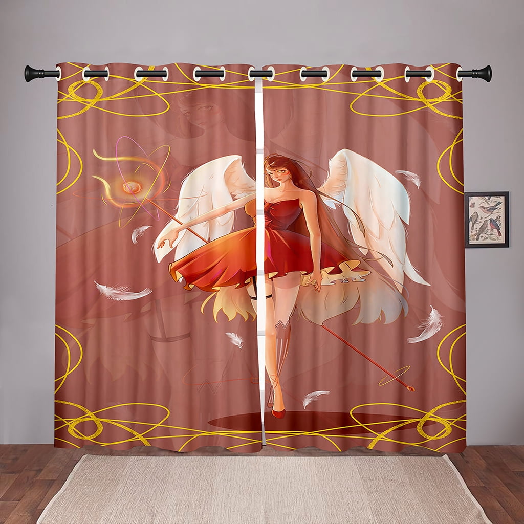 90% Shading Thick Angel Girl Wing Cartoon Dreamy KidsBlackout Window ...